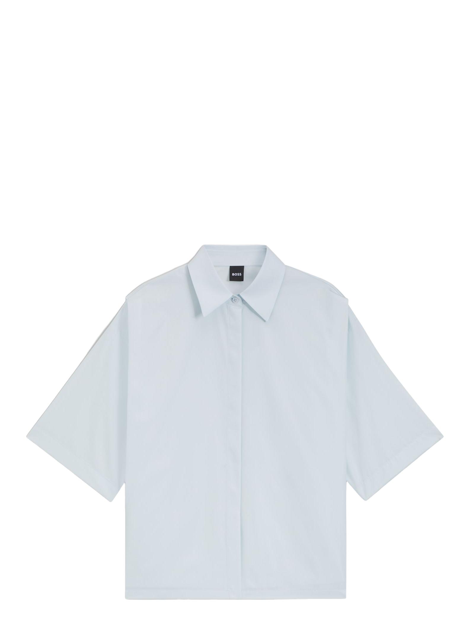 BOSS Cropped Relaxed-Fit Cotton Poplin Blouse